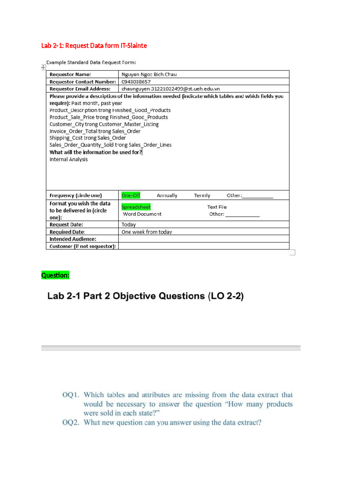 Lab 2-1 Data Analysis in Accounting - Data analyst - Lab 2-1: Request ...
