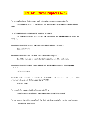 HIMT chapter 1 HIM profession - HIMT chapter 1: HIM profession What is ...