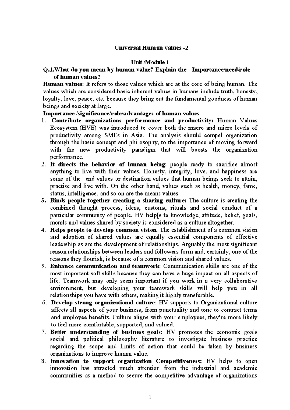 UHV Module 1-5: Exploring Universal Human Values and Value Education ...