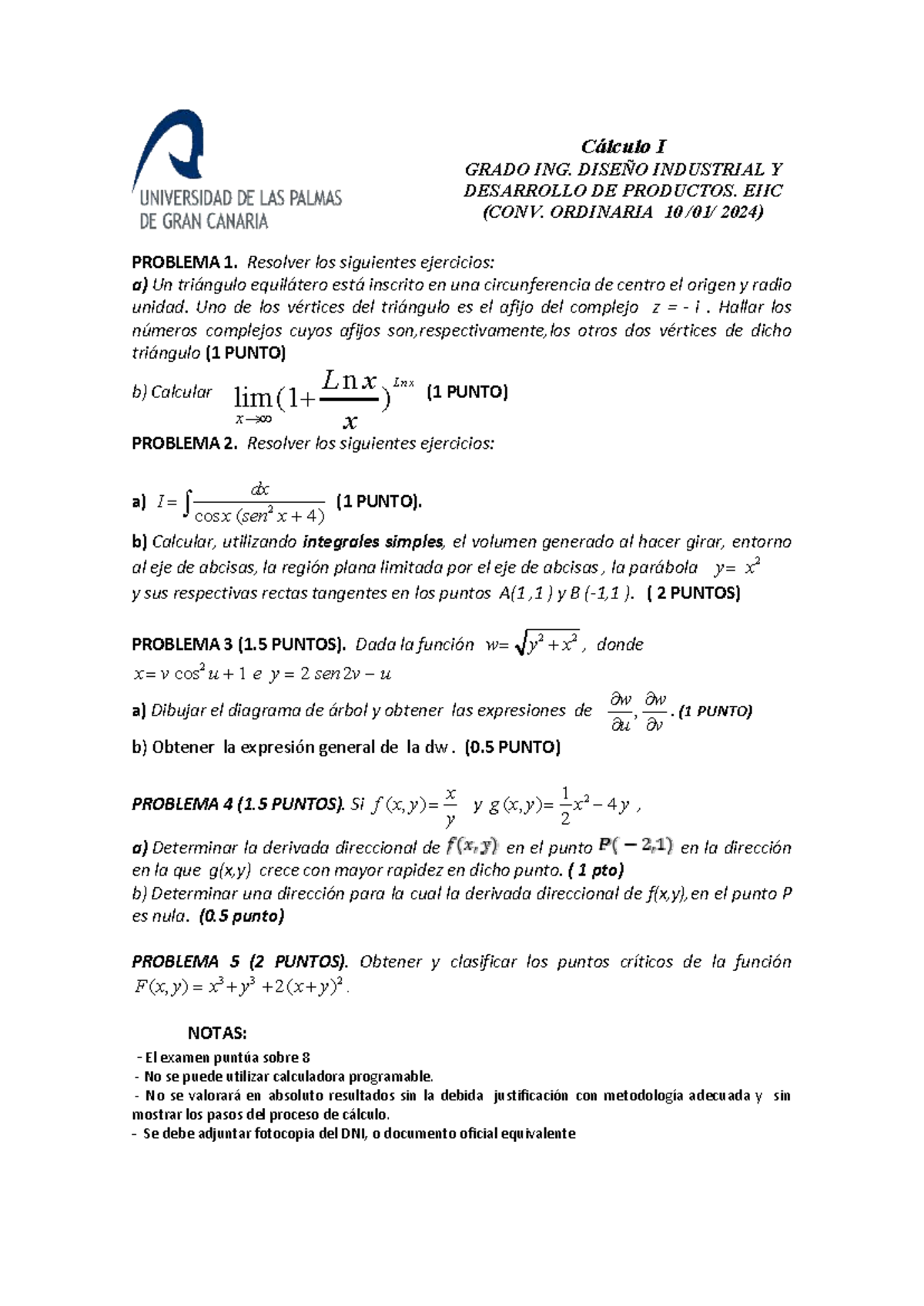 Examen Resuelto Cálculo I EIIC Conv. Ordinaria 2024 - Studocu