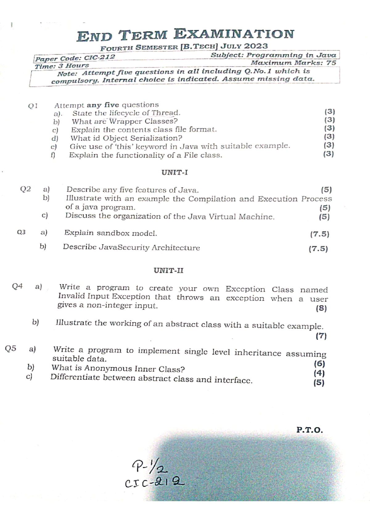 4th Semester End Semester Exam Question Paper - Studocu