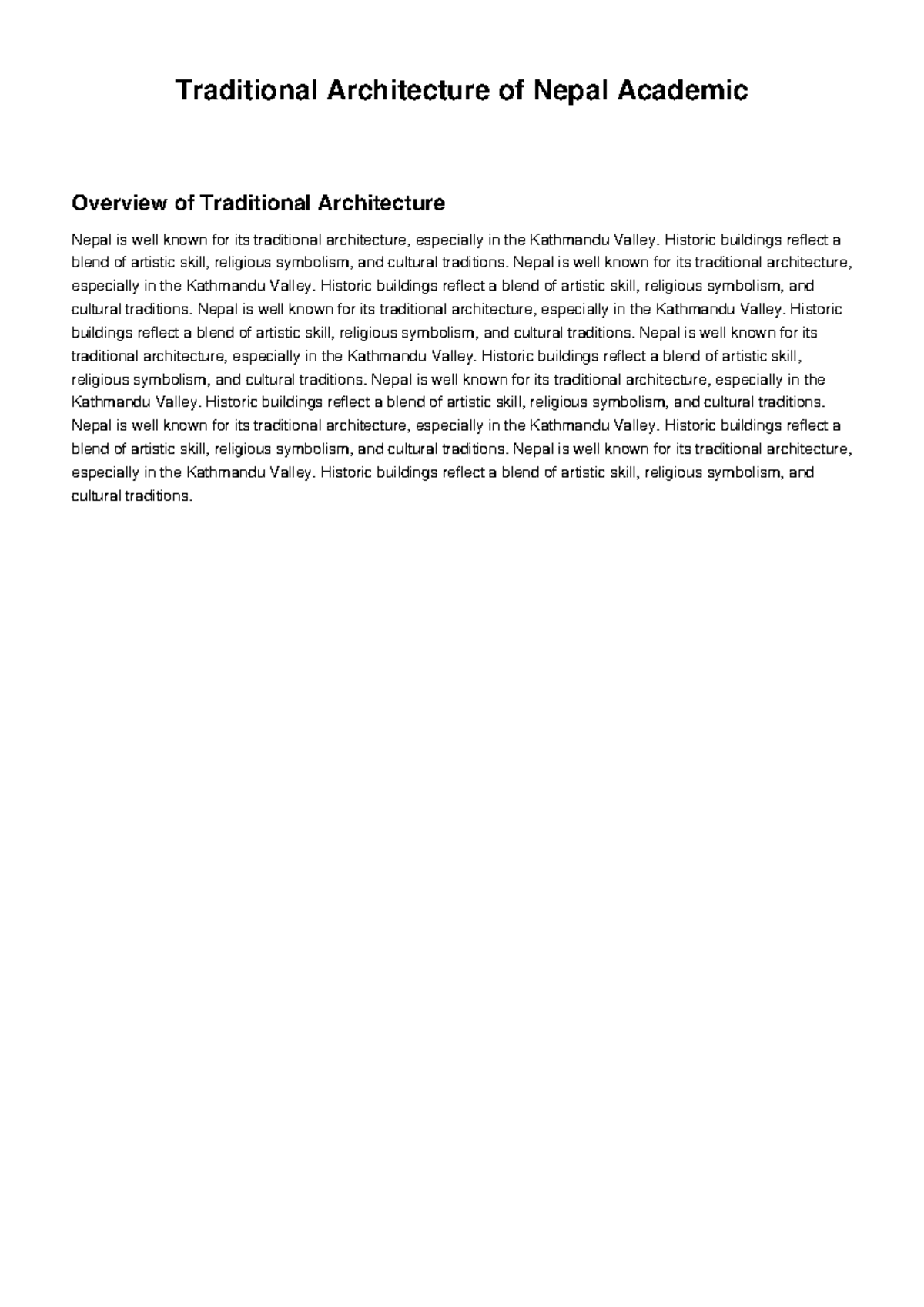 Traditional Architecture of Nepal: An Academic Overview - Studocu