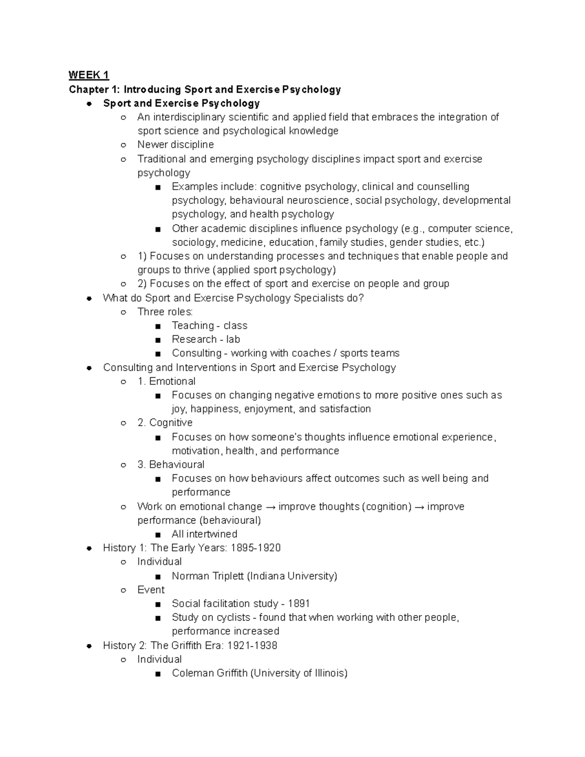 KNPE 265 Lecture Notes: Sport and Exercise Psychology Overview - Studocu