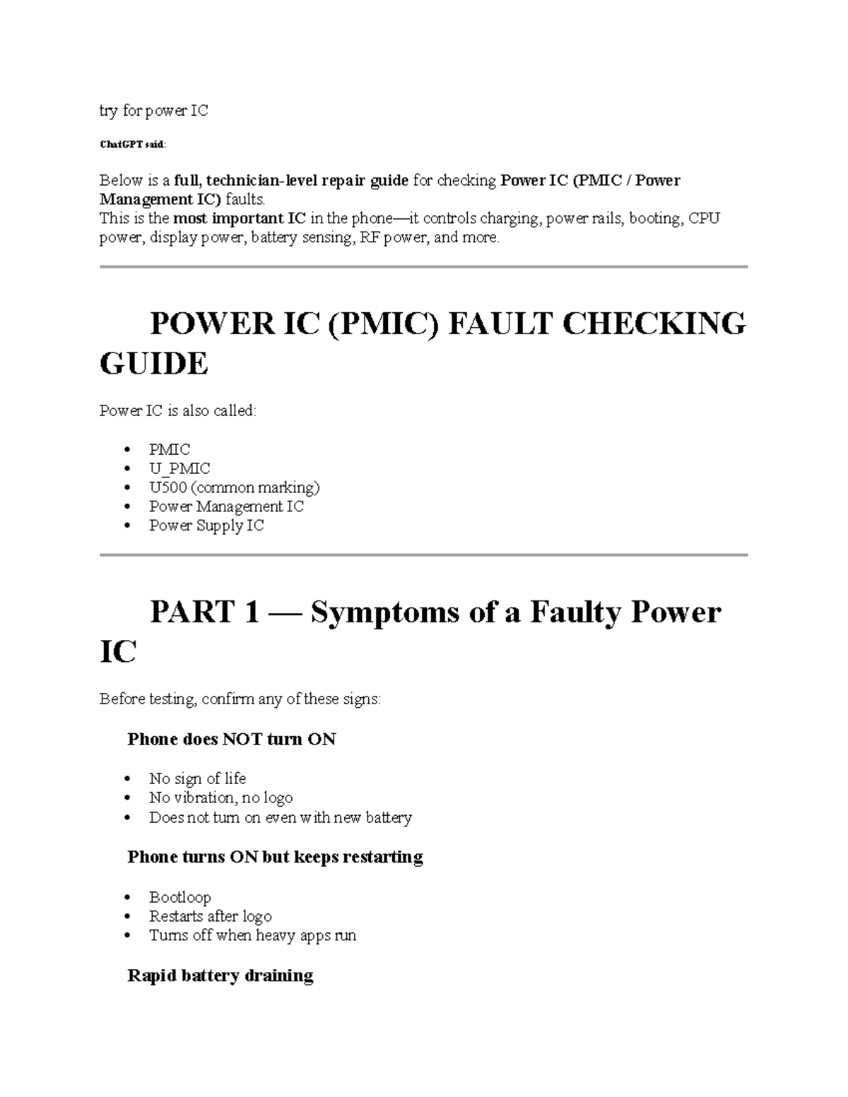 Power IC (PMIC) Fault Checking & Repair Guide - Studocu