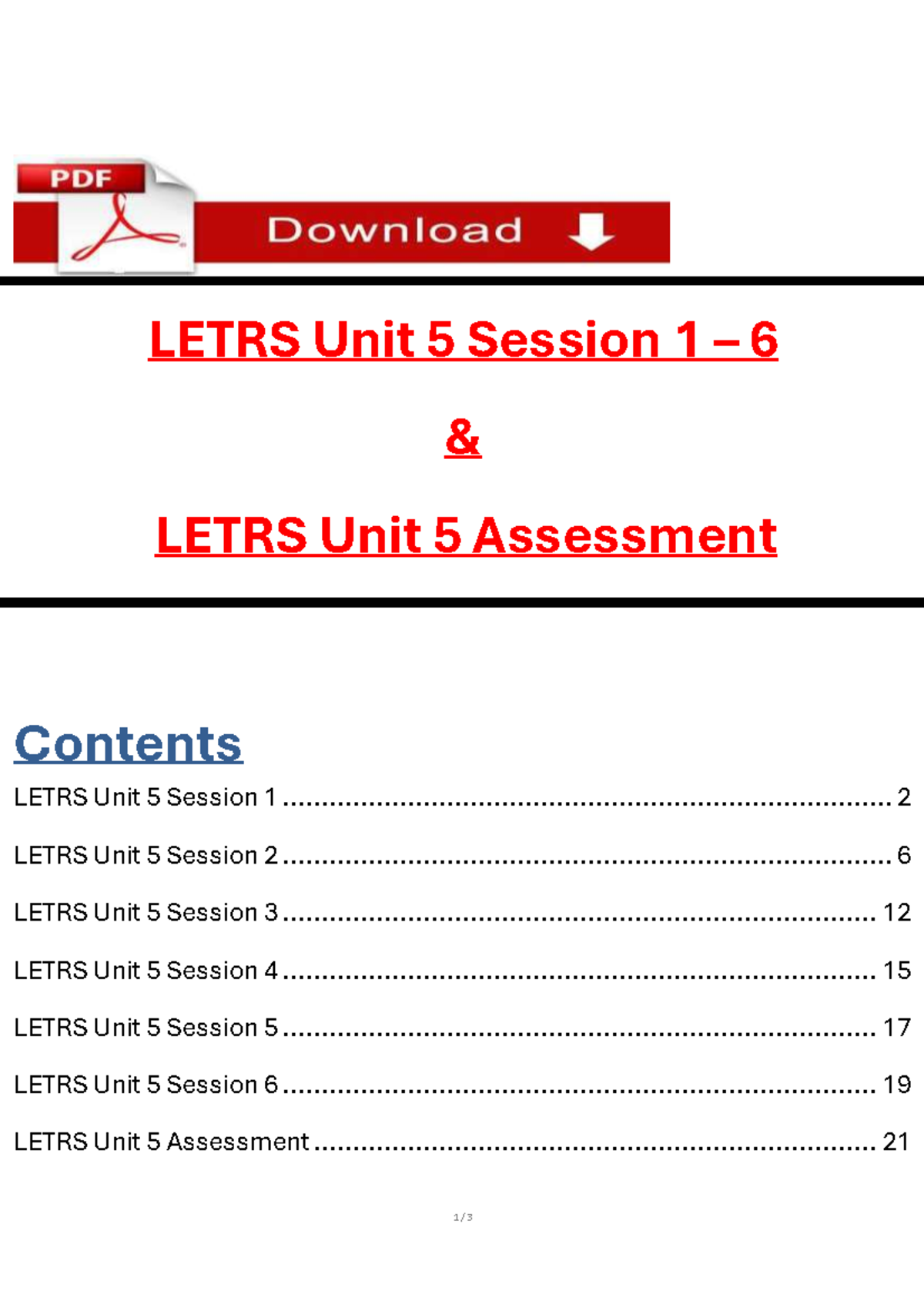 LETRS Unit 5 Final Exam: Vocabulary and Comprehension Insights - Studocu