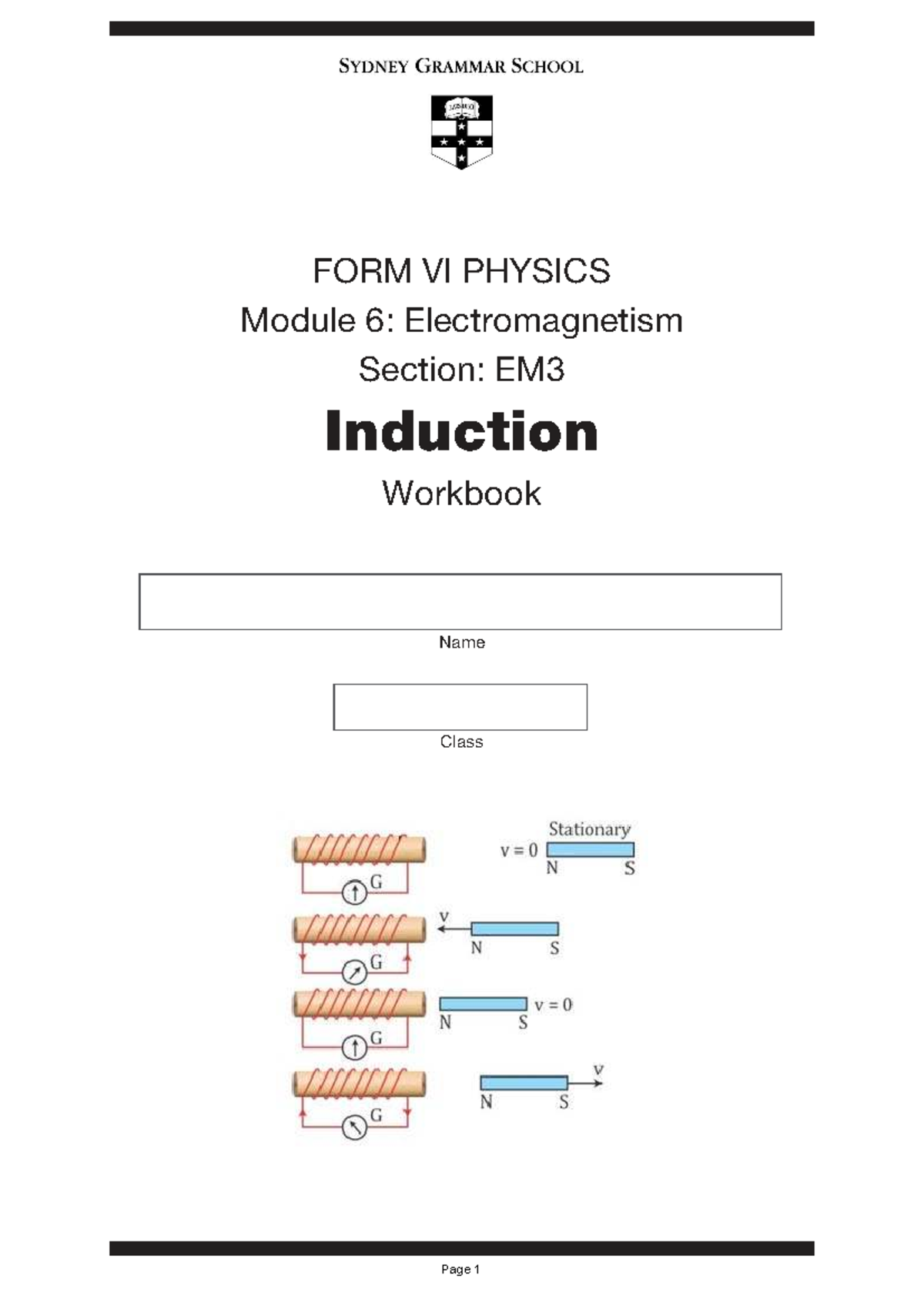 HSC Physics Form VI Module 6: Electromagnetic Induction Workbook - Studocu