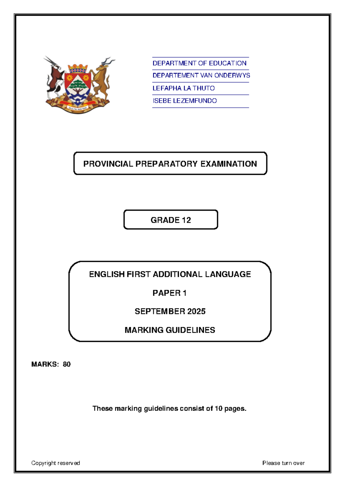Engfa P1 - MG - Grade 12 English First Additional Language Marking ...