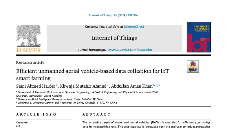 Efficient UAV Data Collection for IoT in Smart Farming (IoT 26) - Studocu