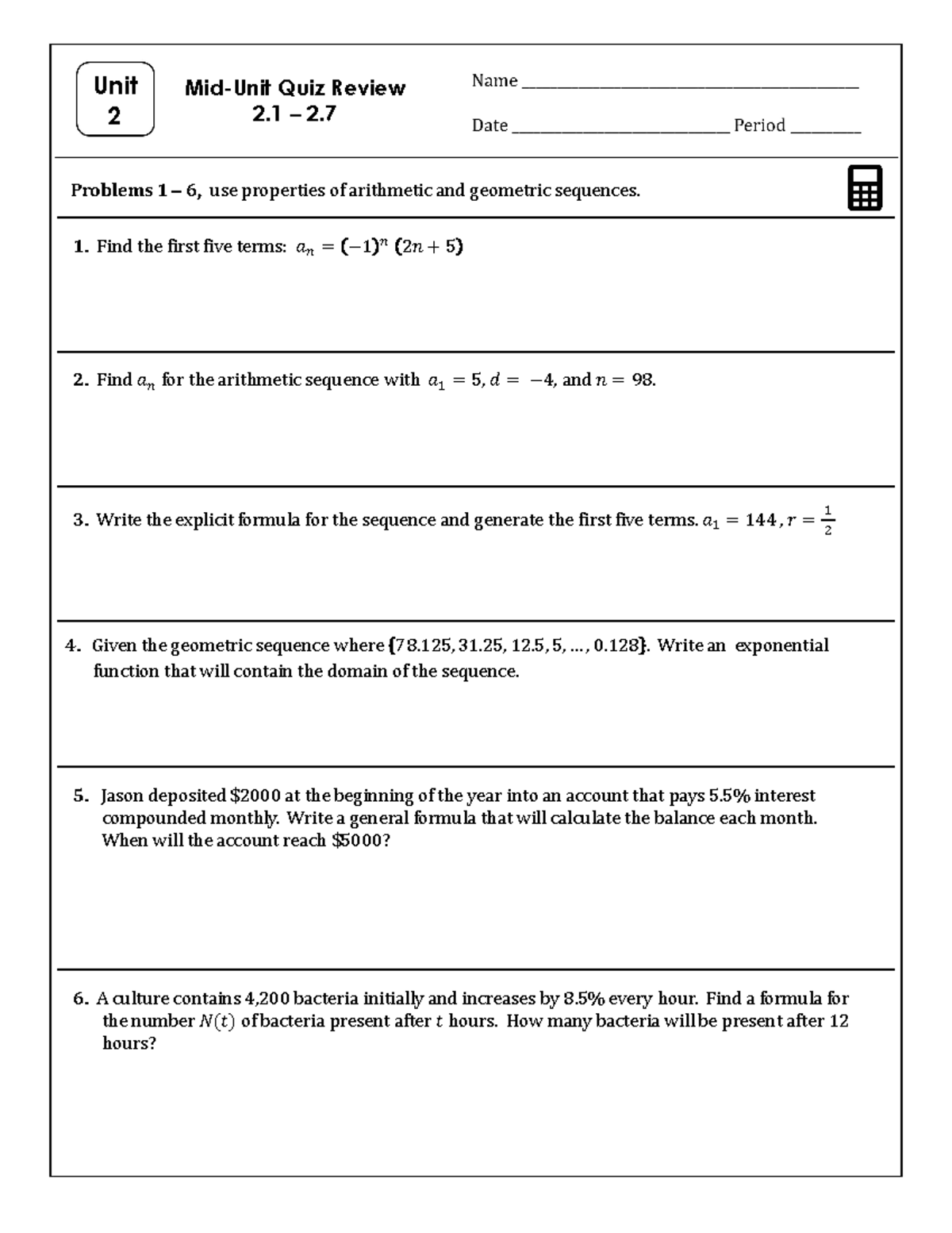 APPC Mid-Unit 2 Review - aaaa - Unit 2 Mid-Unit Quiz Review 2 – 2 ...