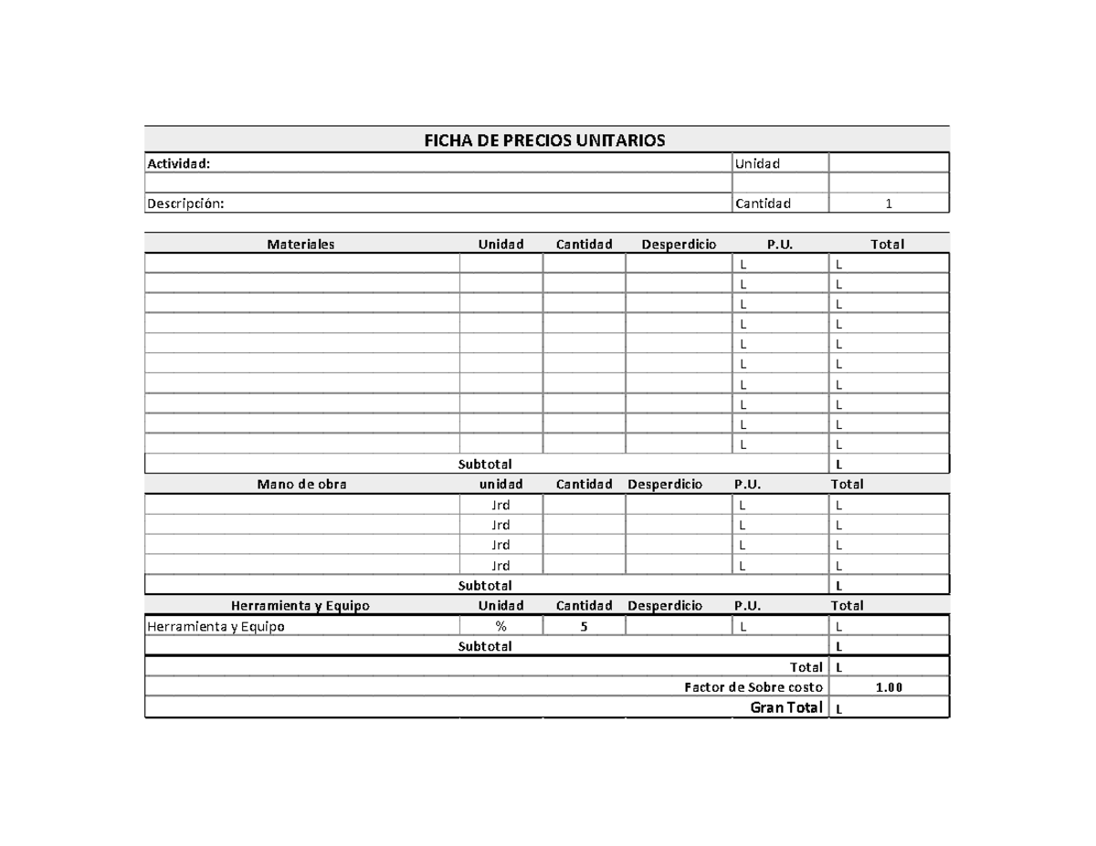 Ficha para imprimir - bjjj - CantidadUnidad 1 Materiales Unidad ...