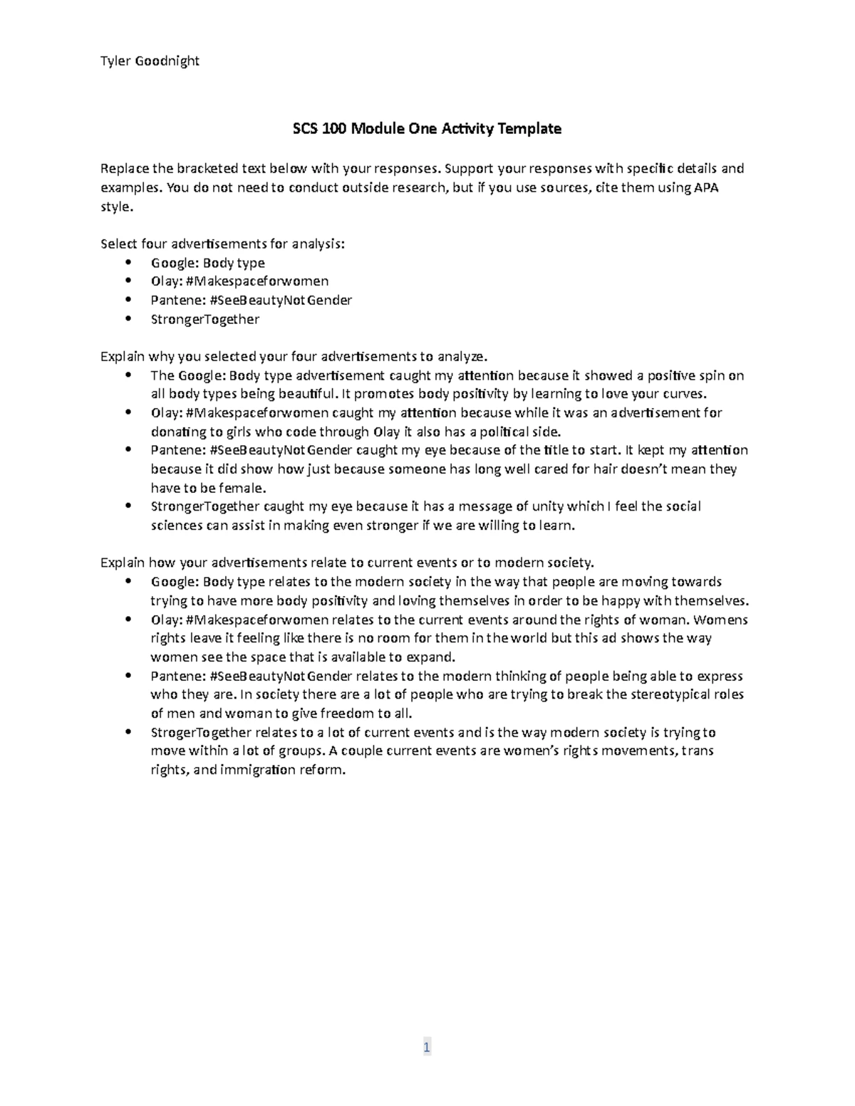 Tyler Goodnight-SCS 100 Module Four Activity - SCS 100 Module Four ...