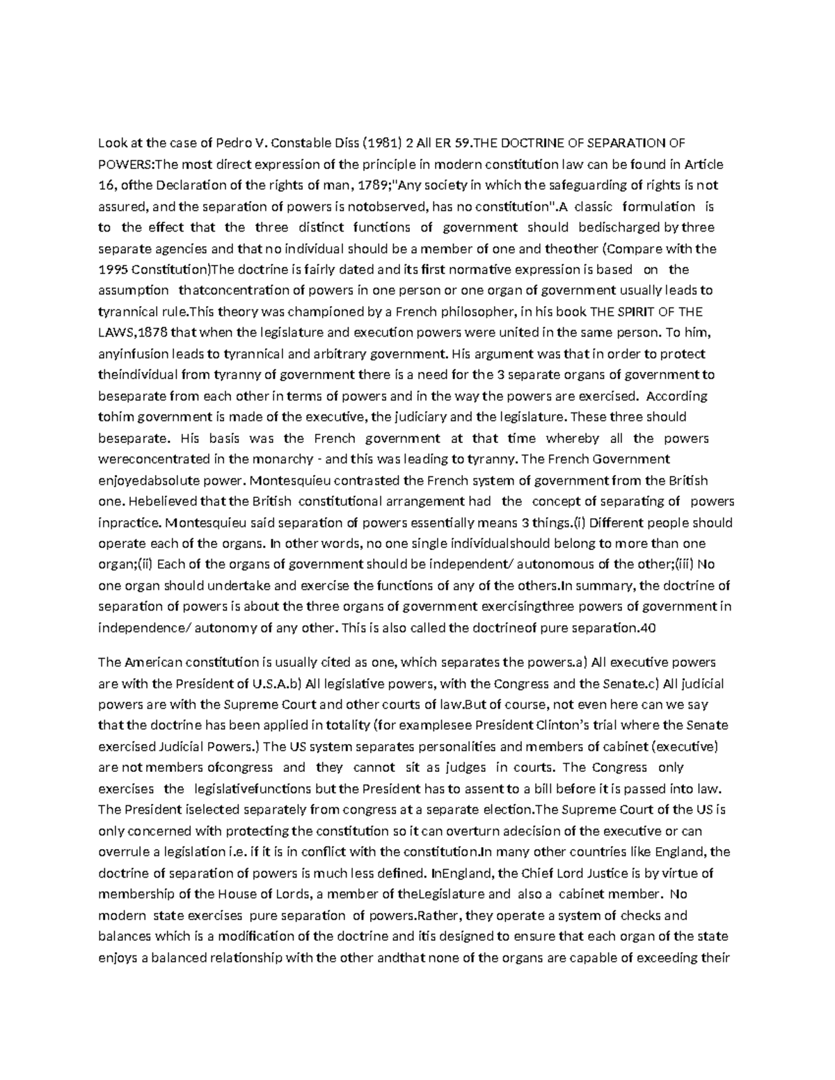 Constitutional Law Lecture Notes - AM MAN: Separation of Powers ...