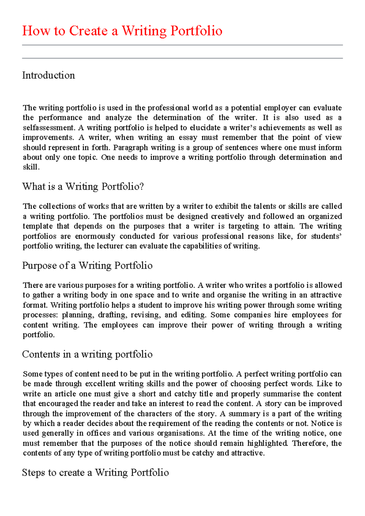 How to Create a Writing Portfolio - How to Create a Writing Portfolio ...