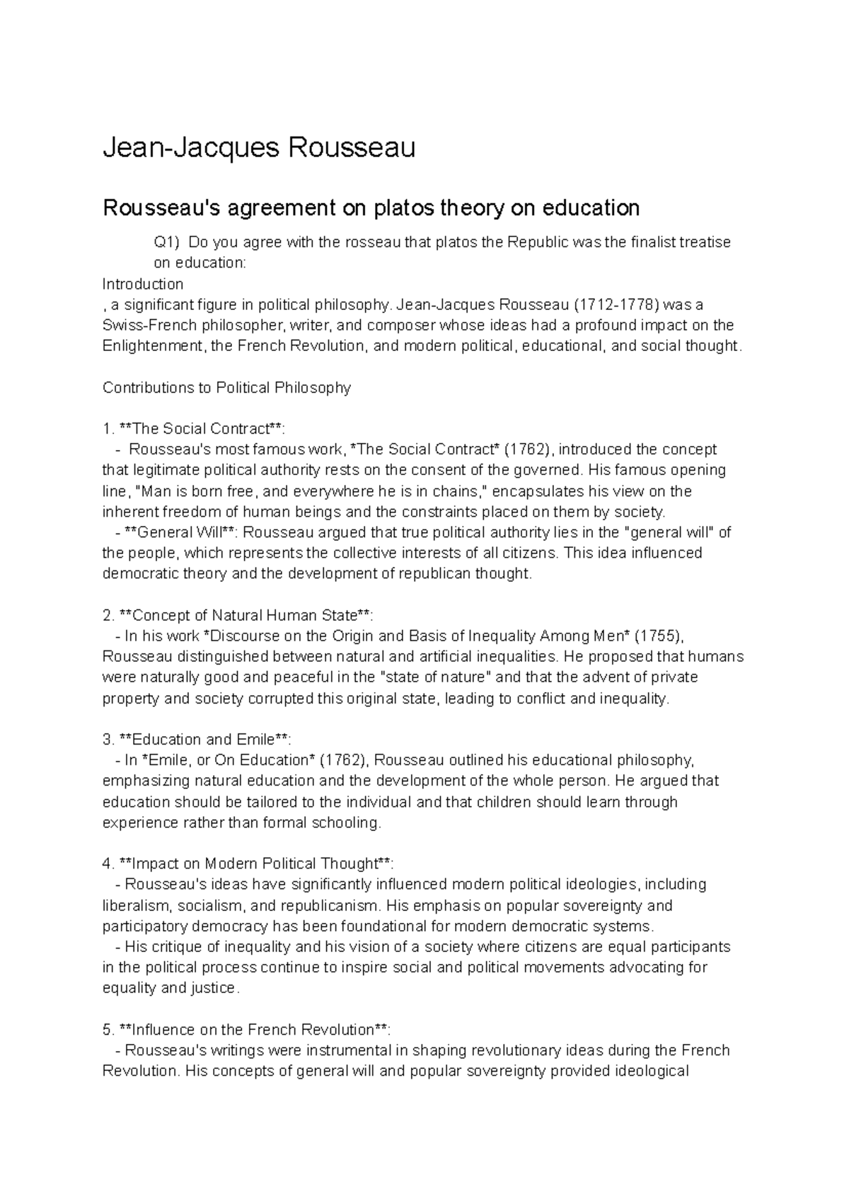 Rousseau's Philosophy: Insights into Equality, Freedom & Education ...