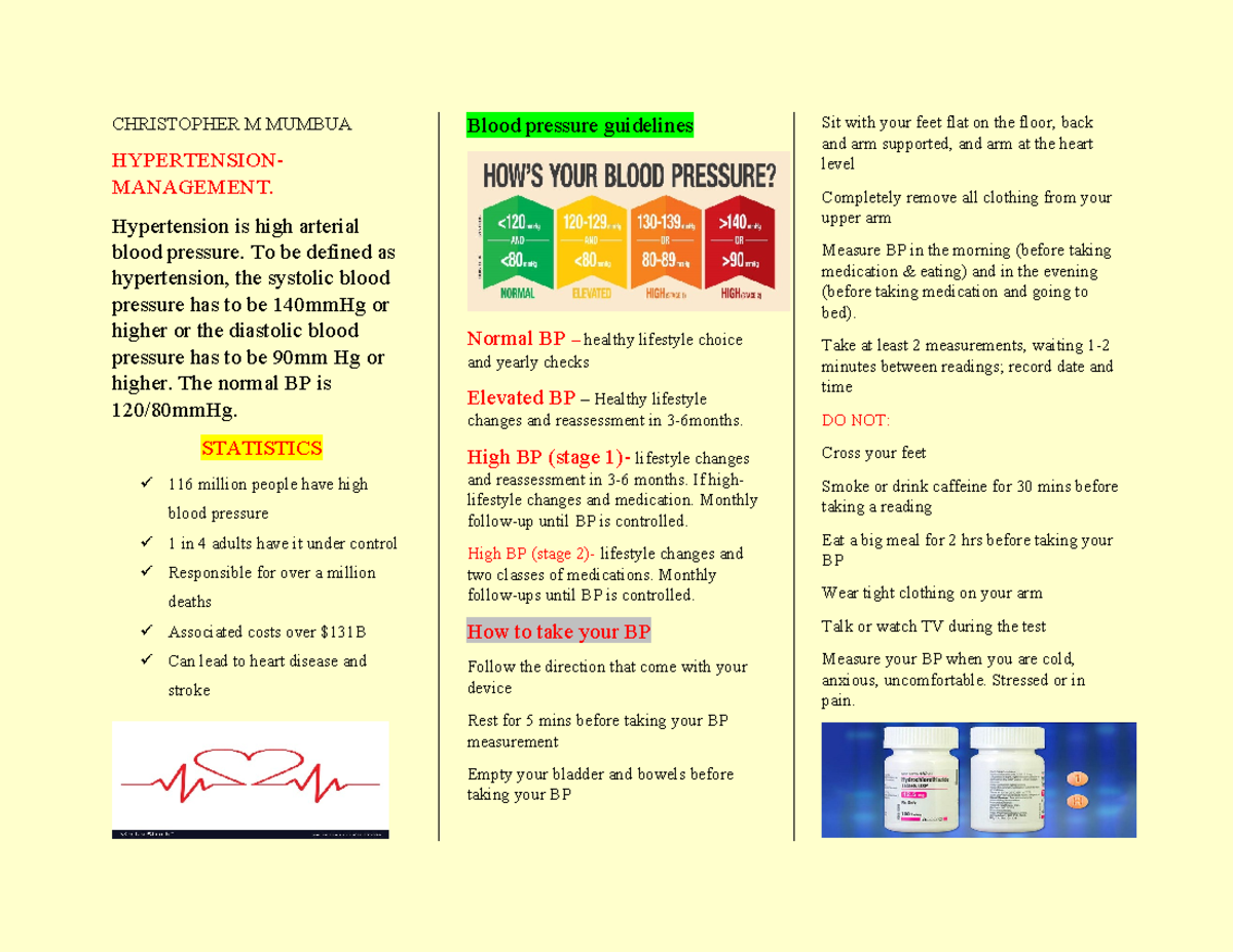 NUR-FPX4900 A4 Brochure on Hypertension Management Techniques - Studocu