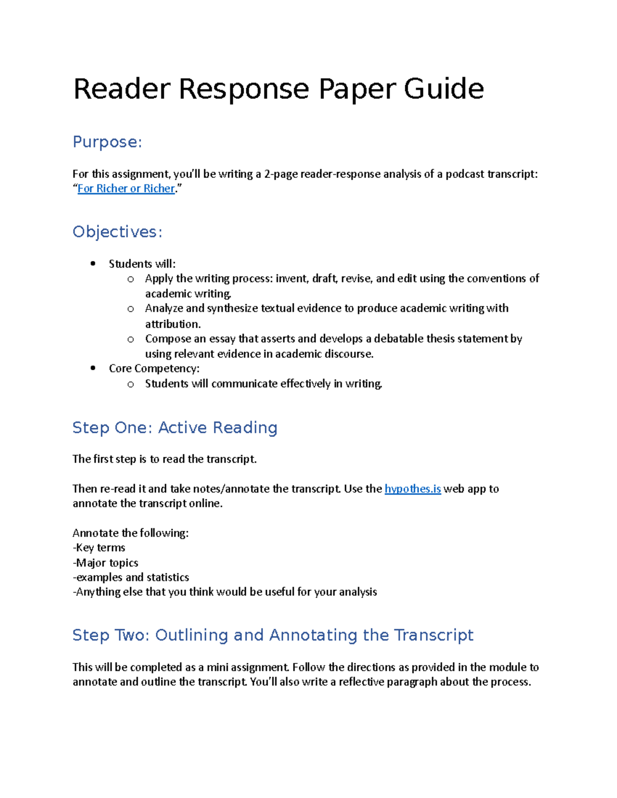 Reader Response Paper Guide Accelerated - Reader Response Paper Guide ...
