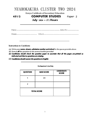 Knec return envelope comp-3 (2)-1 - KCSE 2024 COMPUTER STUDIES PROJECT ...