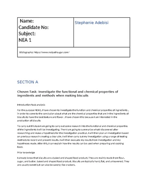 NEA1 Food Investigation: Functional & Chemical Properties of Biscuits ...
