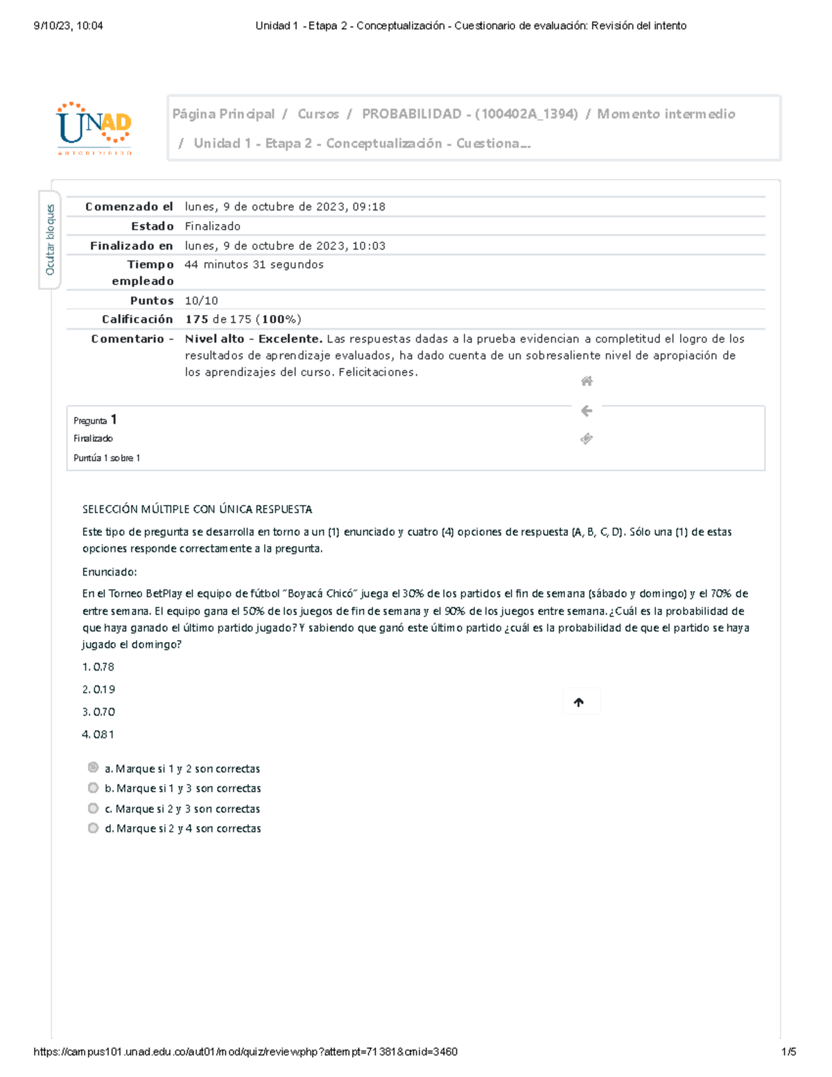 Unidad 1 - Etapa 2: Cuestionario Evaluativo de Conceptualización ...