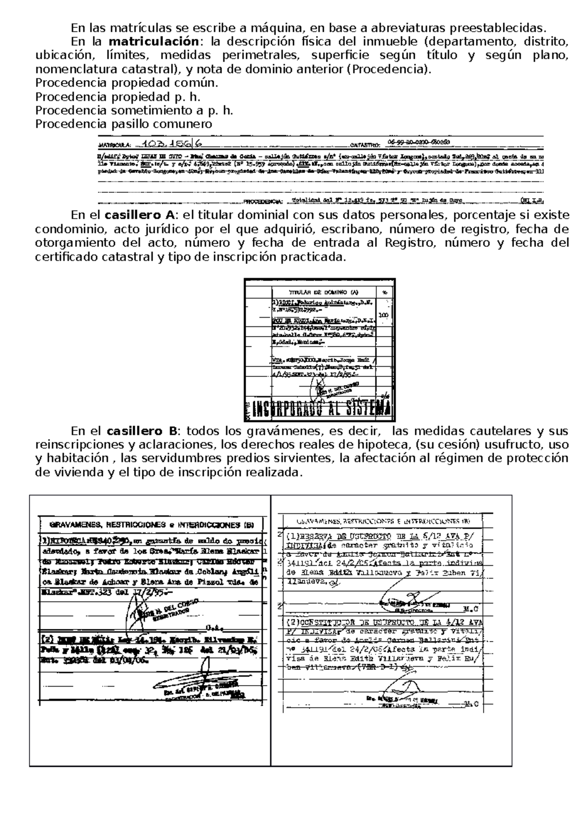 Partes Esenciales de una Matrícula en Registros Inmobiliarios - Studocu
