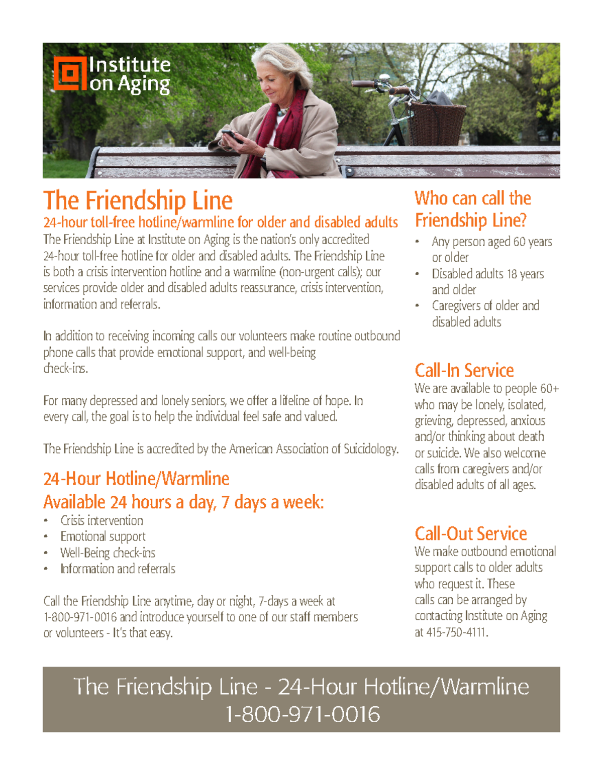 Friendship Line - 24-Hour Support for Older & Disabled Adults - Studocu