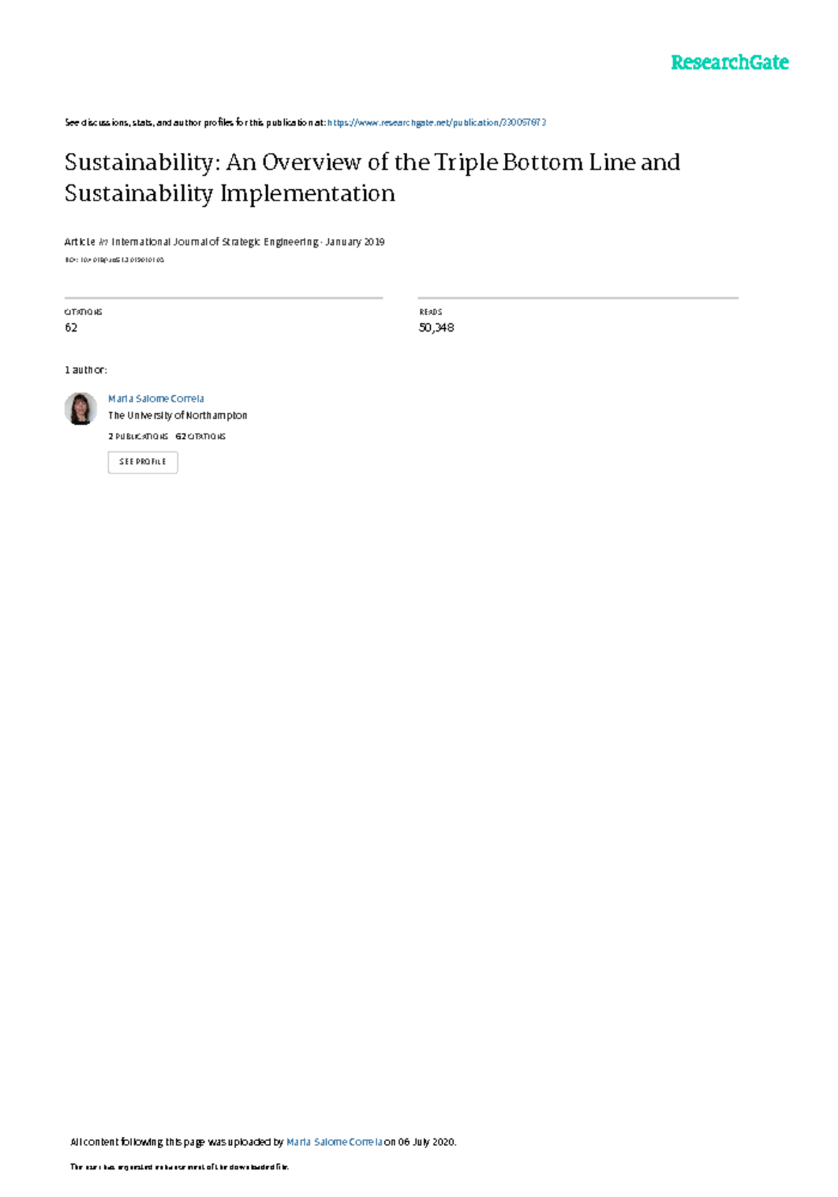 SUST 2019 Overview of Triple Bottom Line & Sustainability Practices - Studeersnel