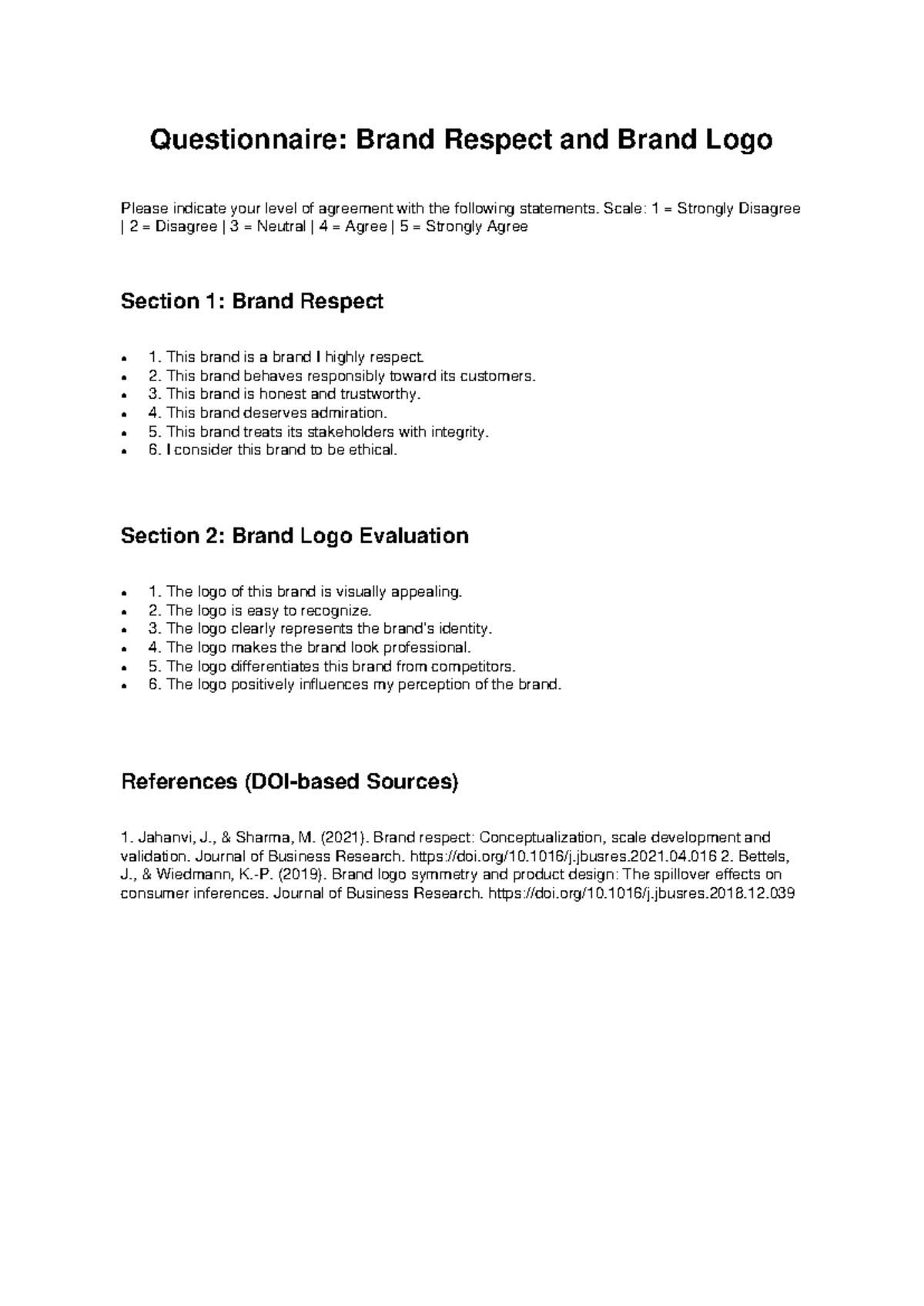Brand Respect & Logo Evaluation Questionnaire - Studocu