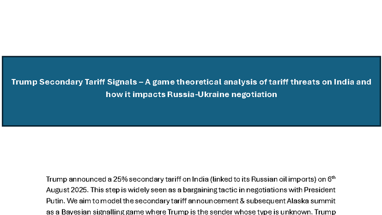 B24073 Term Paper: Game Theory Analysis of Trump's Tariff on India ...