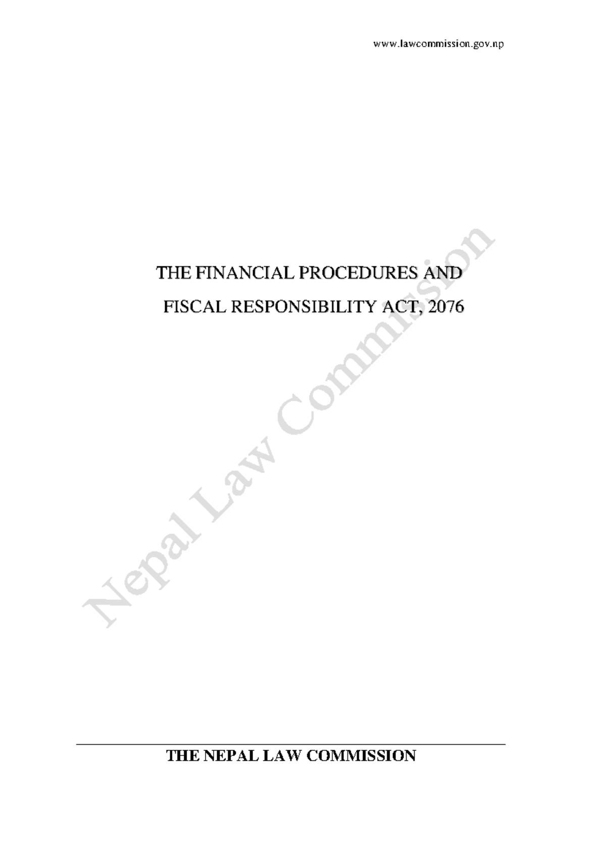 Financial Procedures & Fiscal Responsibility Act, 2076 - Nepal Law ...