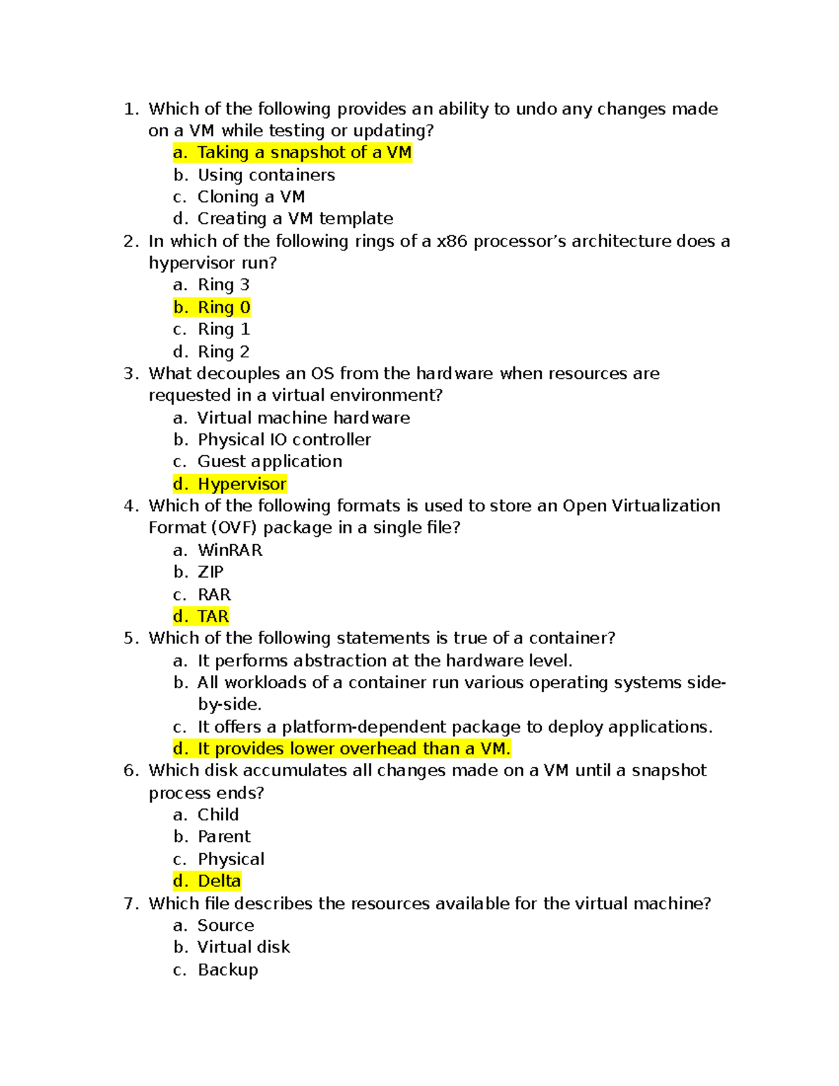 1-4 uCertify Lesson 3 Quiz on Virtualization Concepts - Studocu