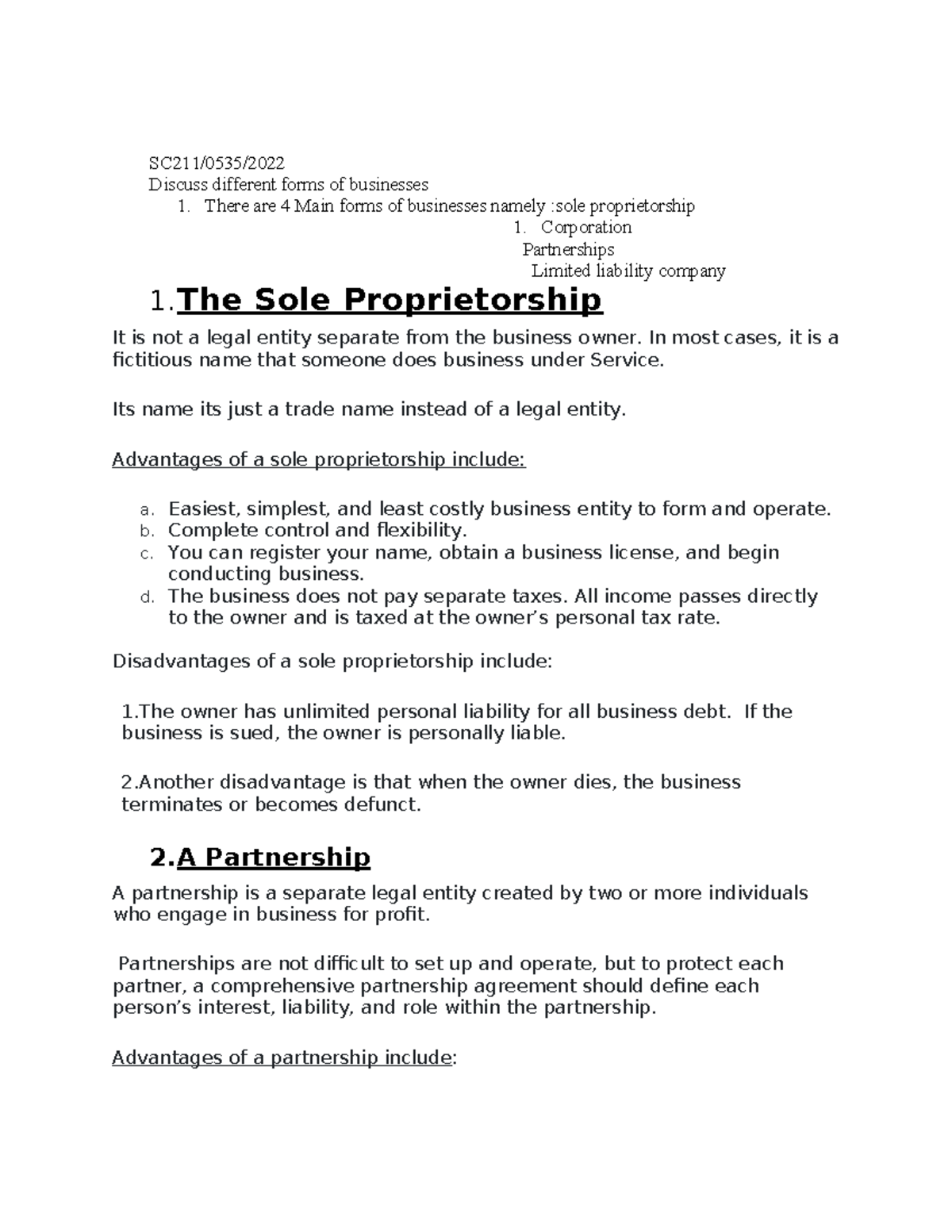 Business Forms Overview: Sole Proprietorship, Partnerships ...