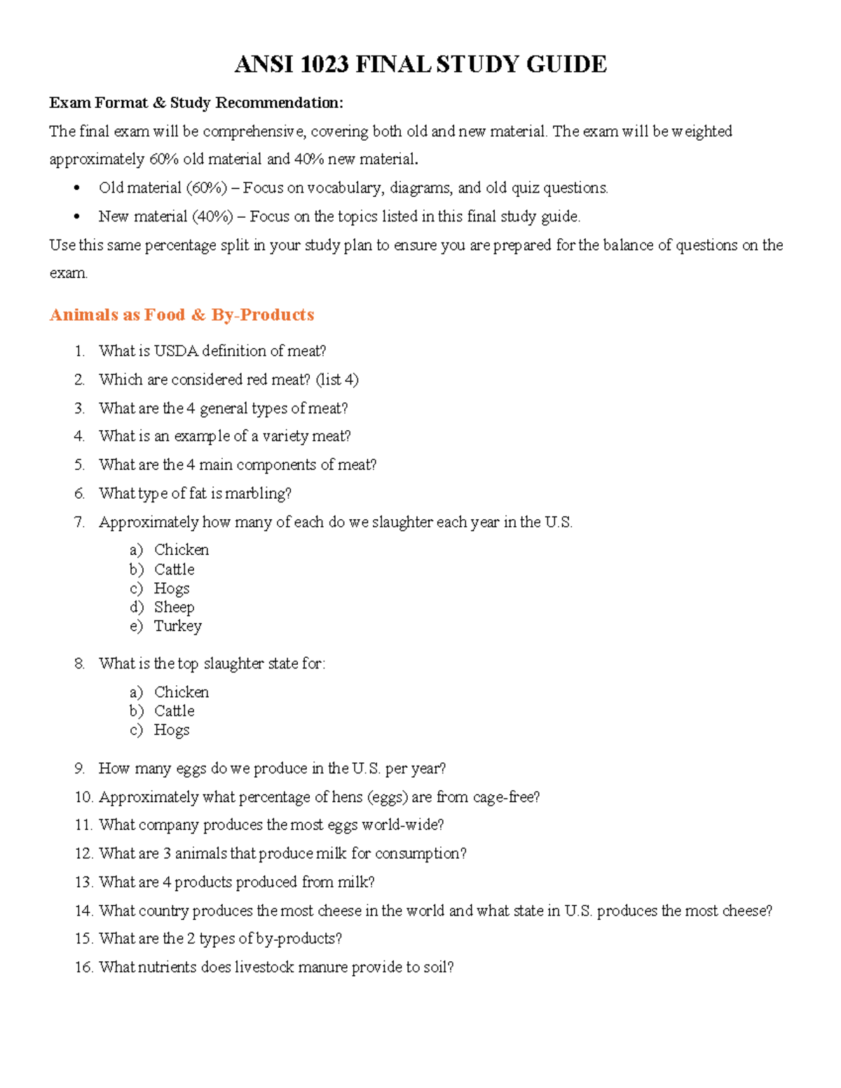 ANSI 1023 FINAL EXAM STUDY GUIDE: Comprehensive Review Notes - Studocu