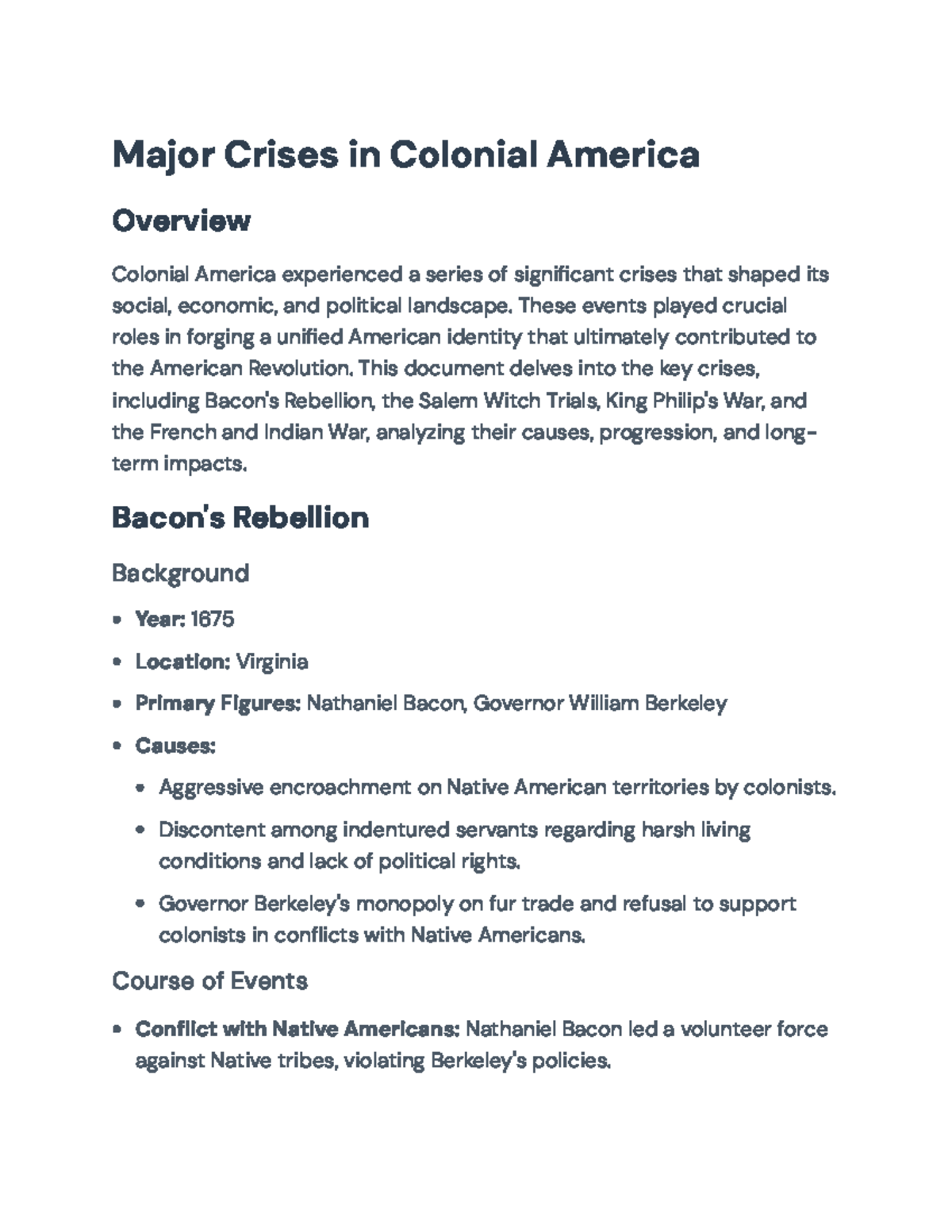 Major Crises in Colonial America: Key Events and Their Impact - Major ...