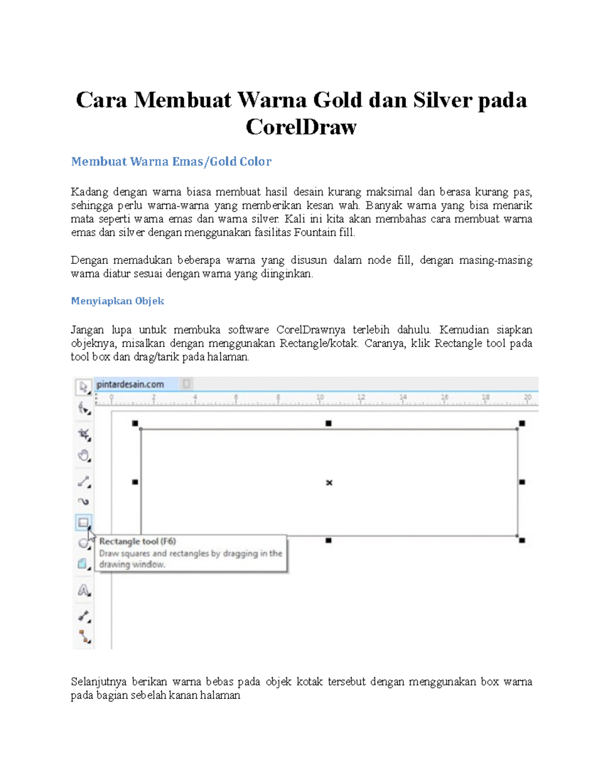 Tutorial Corel Draw: Membuat Warna Gold dan Silver dengan Fountain Fill ...