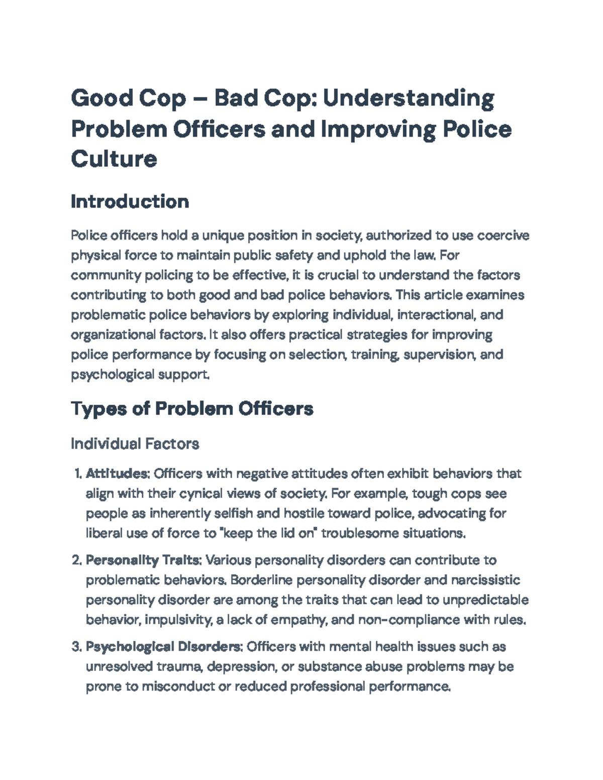 Good Cop – Bad Cop: Understanding Problem Officers & Police Culture ...