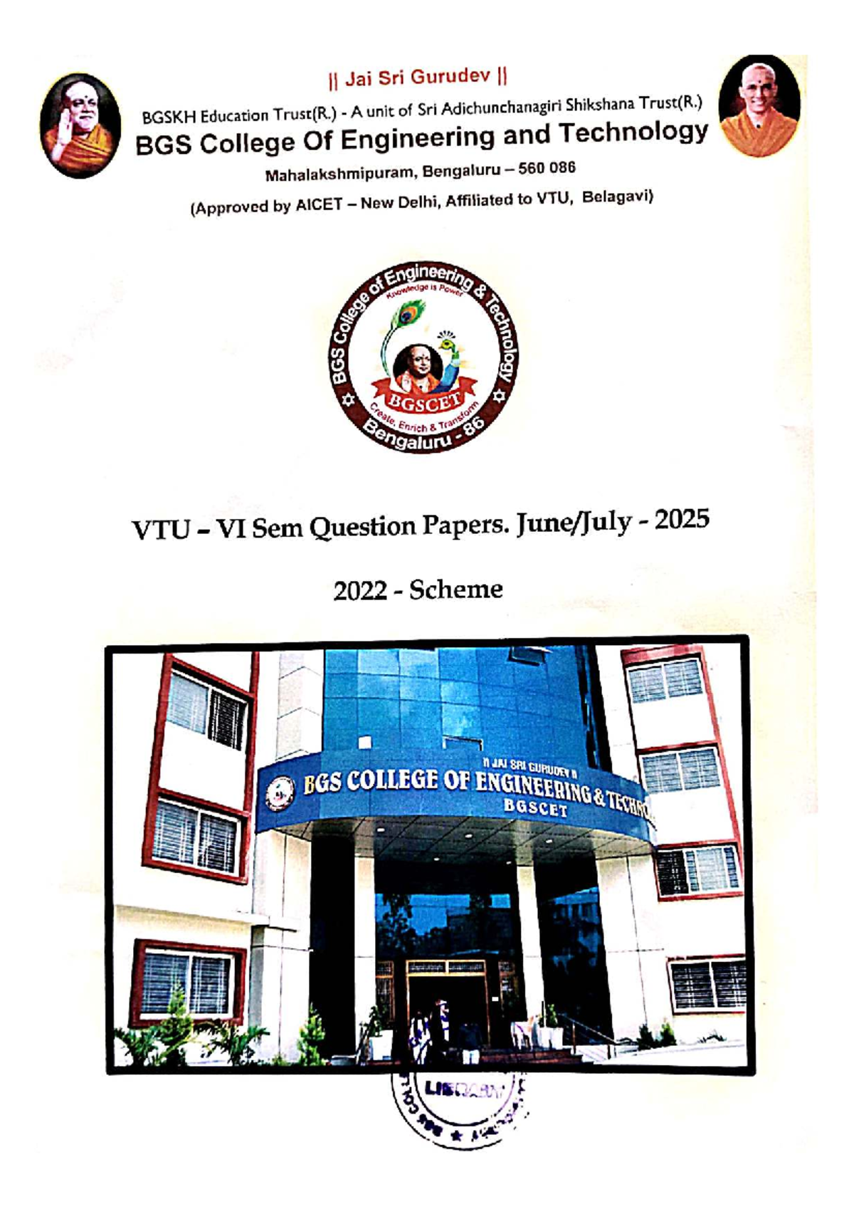 VTU VI Sem Question Papers - June/July 2025 Exam Series - Studocu