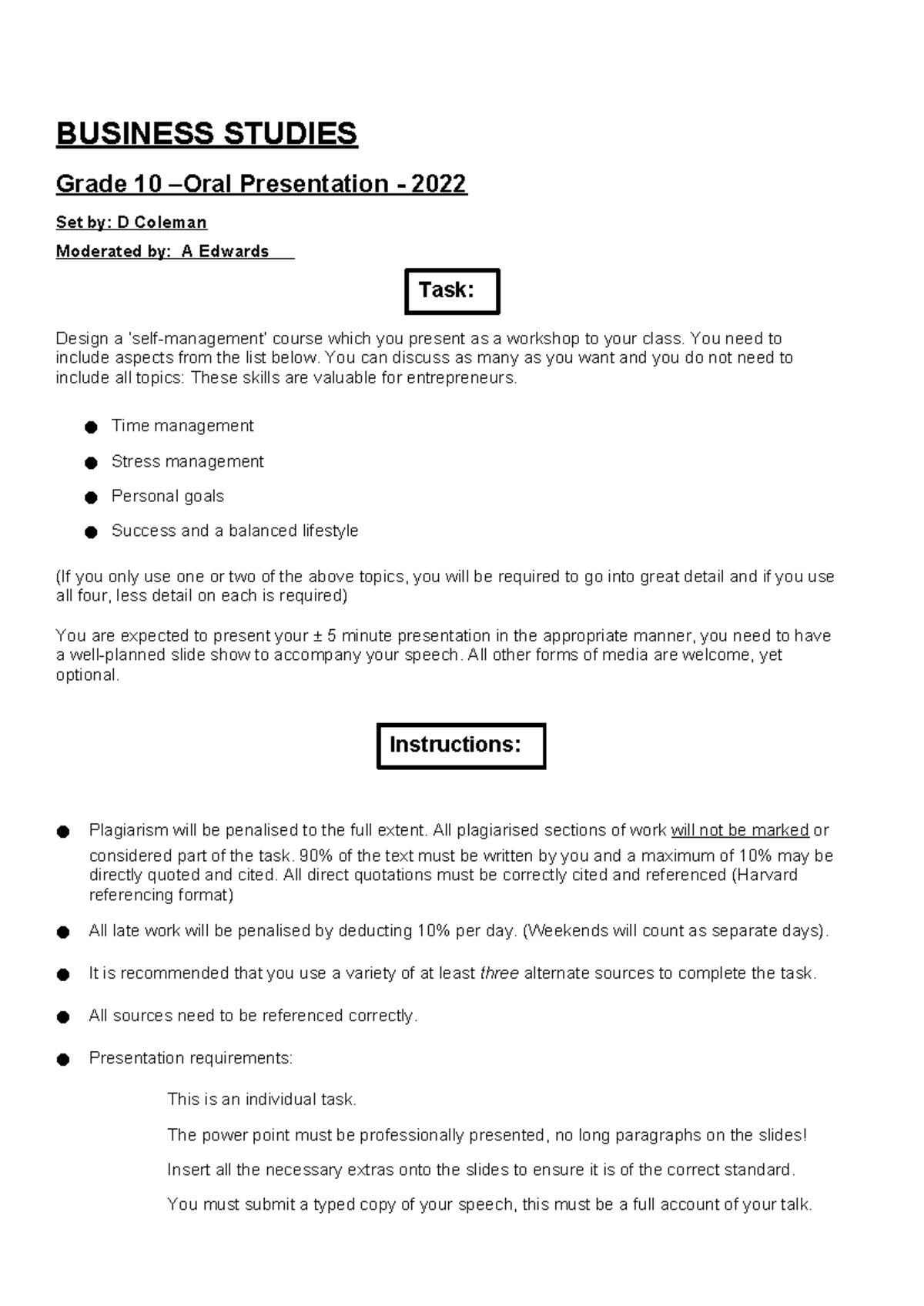 BUSINESS STUDIES Grade 10: Entrepreneurship Workshop Presentation 2022 ...