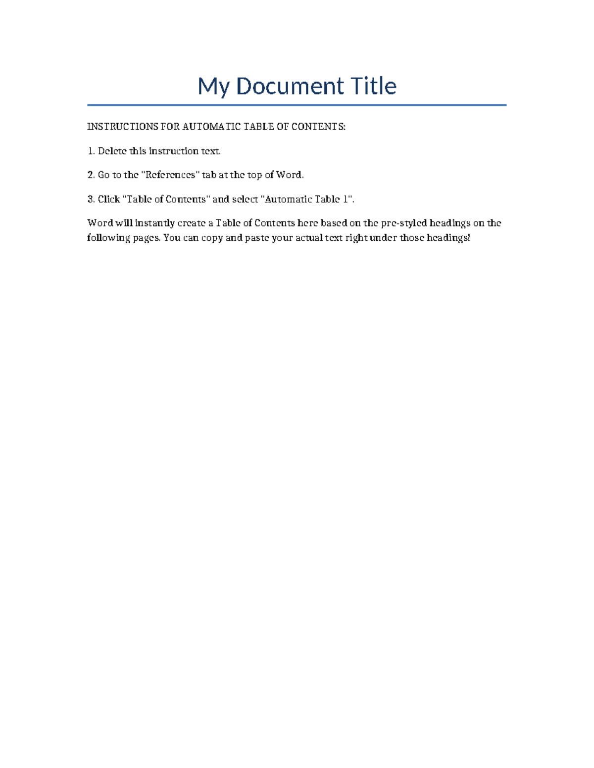 MS Word TOC Template Instructions for Chapters - Studocu