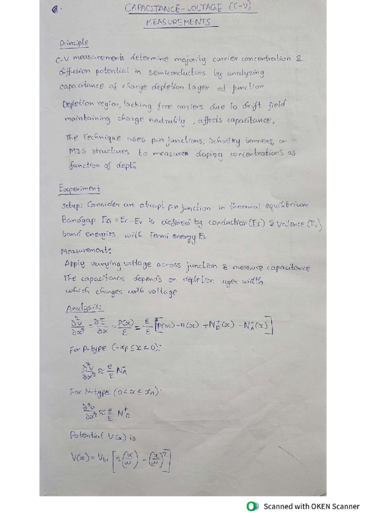 VOLTAGE MEASUREMENTS: Analyzing Carrier Concentration in Semiconductors - Studocu