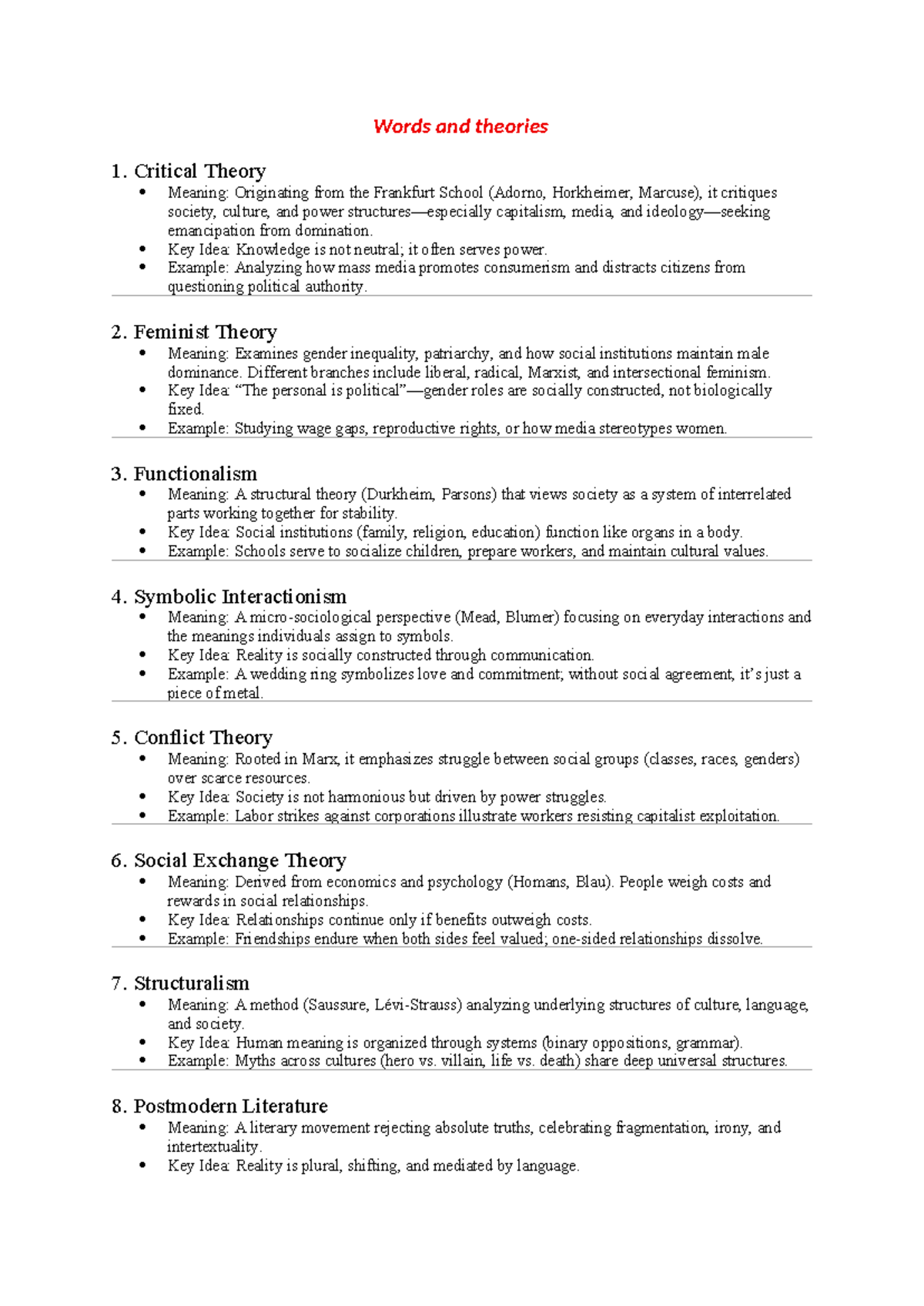 Words and Theories: Essential Notes for Writing (Course Code: N/A ...