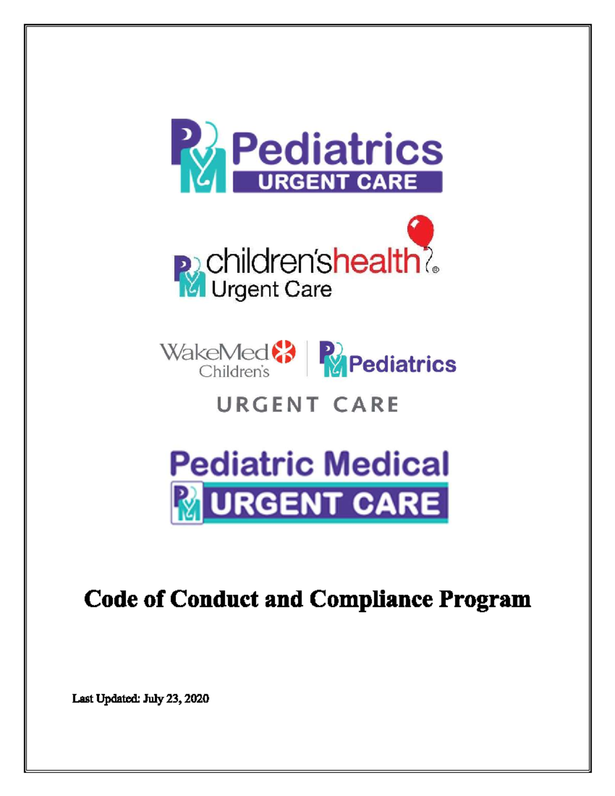 PM Pediatrics Compliance Program Overview (URGENT CARE) - Studocu