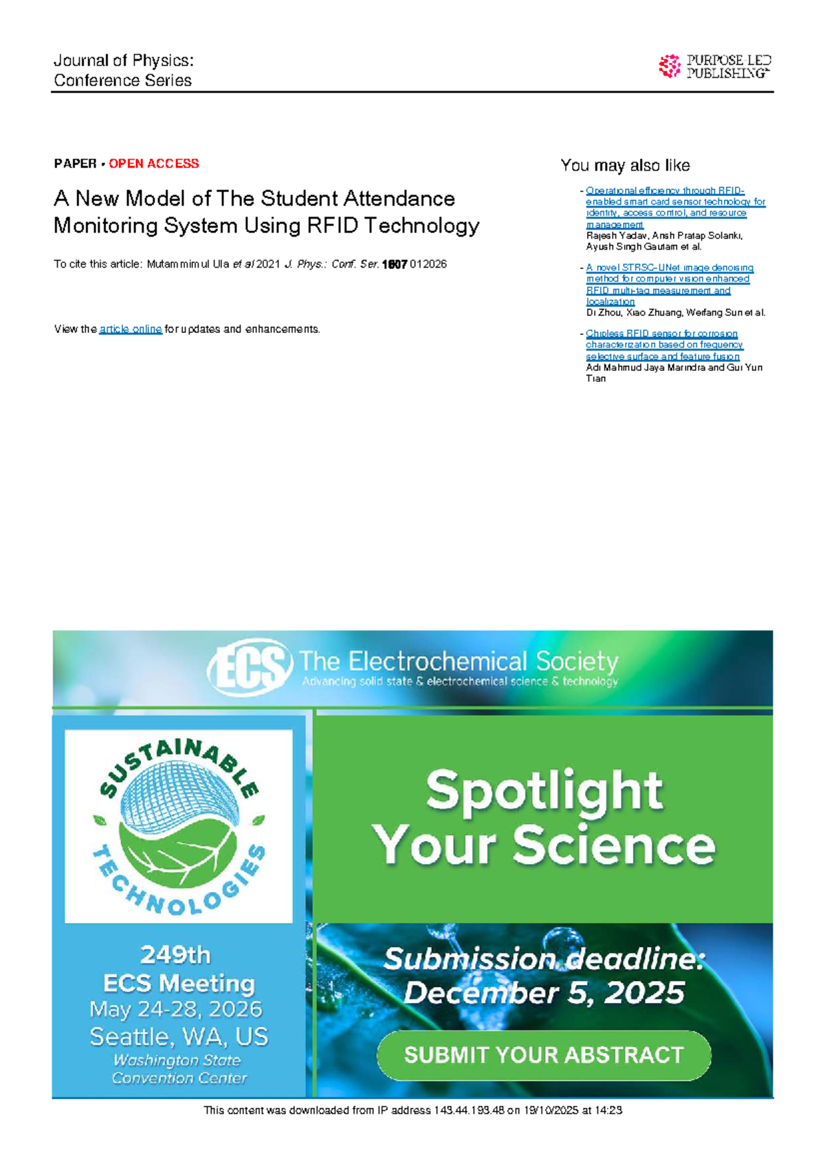 A New Model for Student Attendance Monitoring Using RFID Technology ...