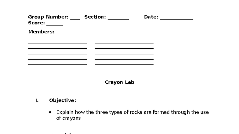 Crayon Lab: Exploring the Rock Cycle through Experiments - Studocu