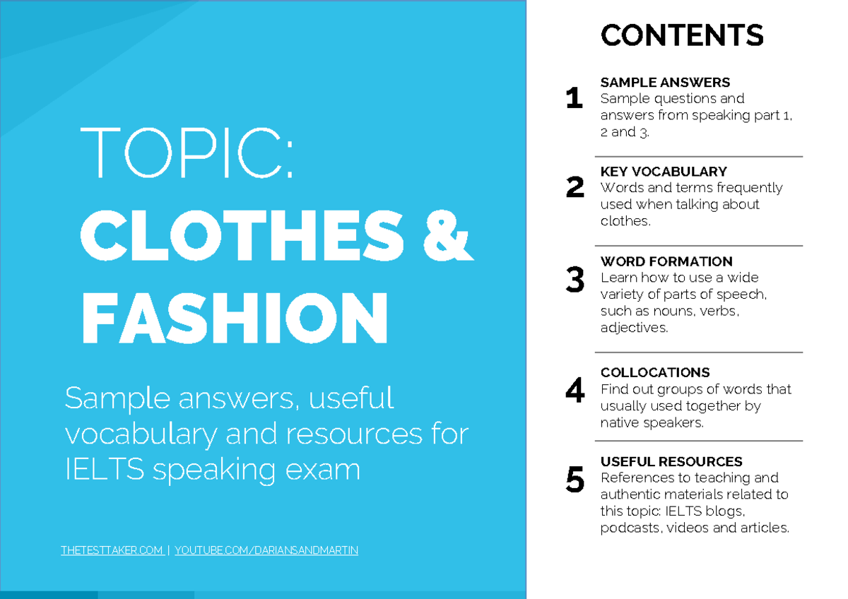 6 Clothes Ielts Speaking Topic PDF - CONTENTS 1 SAMPLE ANSWERS Sample ...