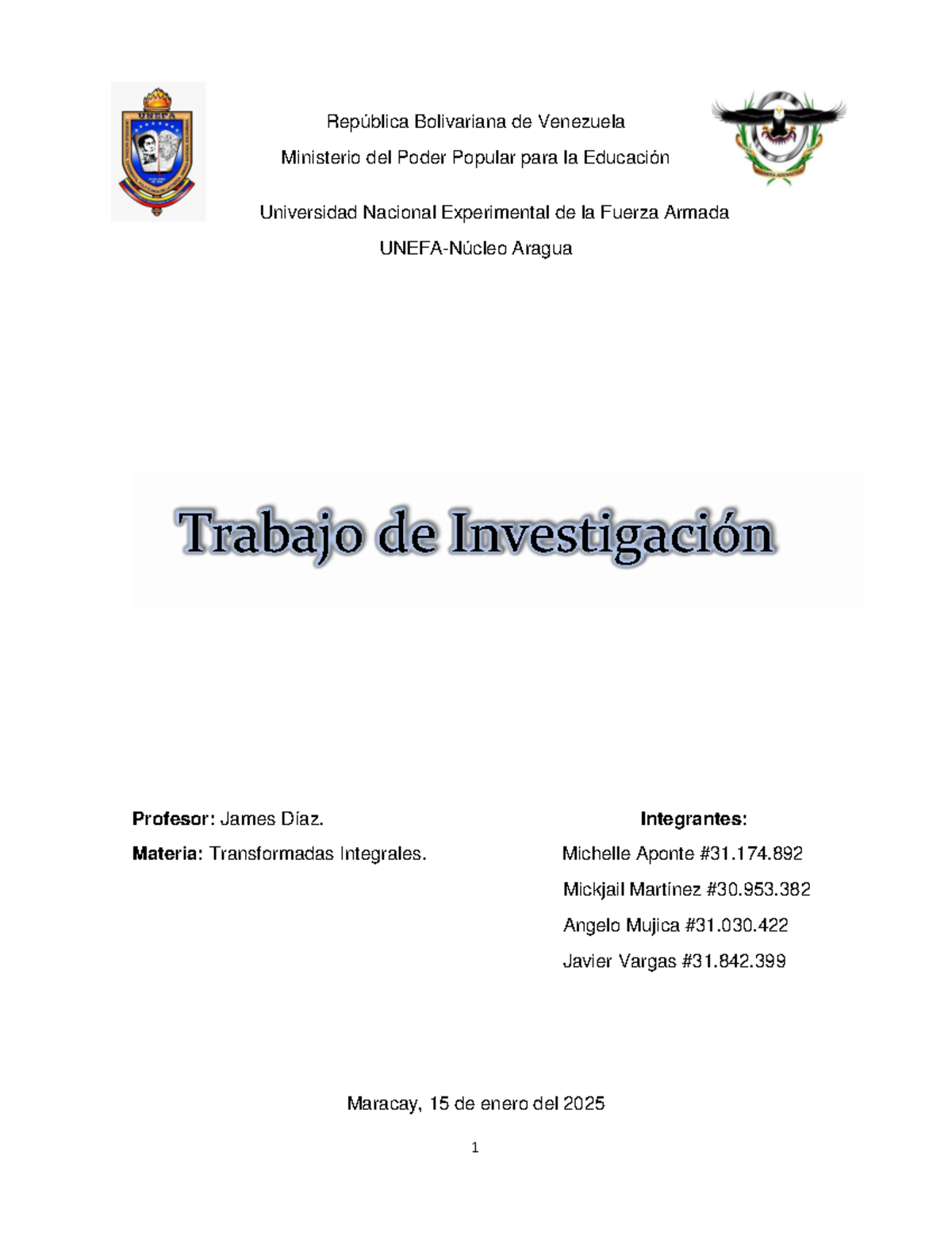 Trabajo de Investigación: Teorema de Cauchy en Transformadas Integrales ...