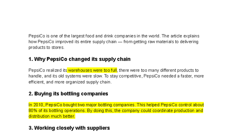 PepsiCo Supply Chain Transformation: Strategies & Results - Studocu