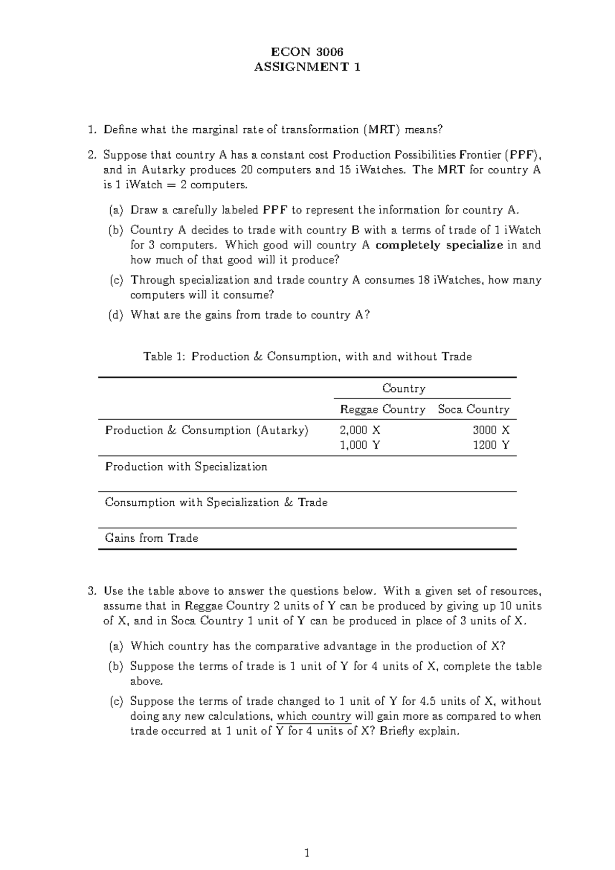 Assignment work - ECON 3006 ASSIGNMENT 1 Define what the marginal rate ...