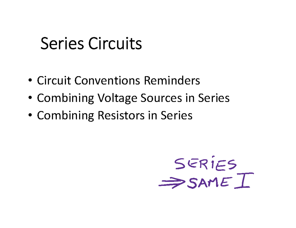 Series Circuits Notes: Combining Voltage Sources and Resistors - Series ...