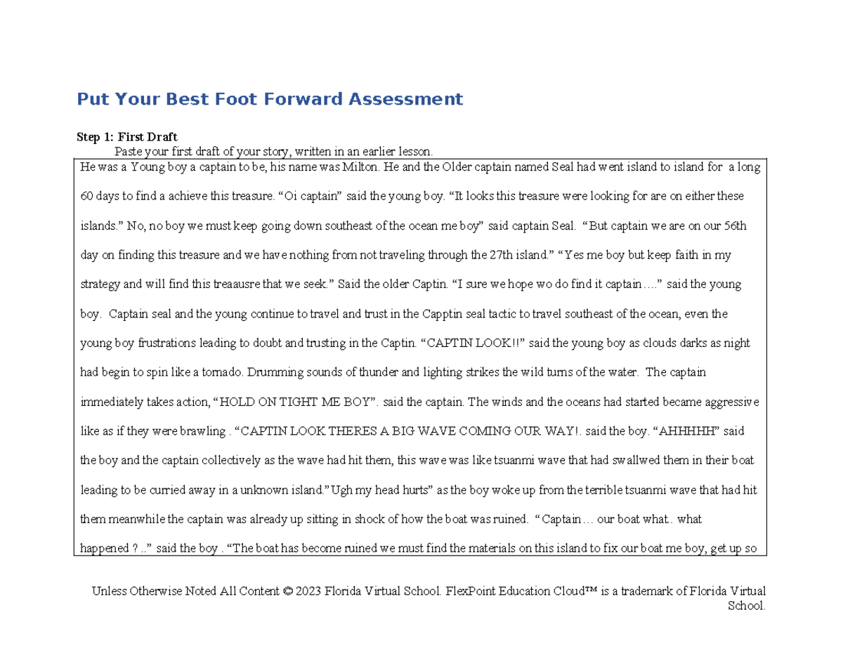 Best foot forward assess rubric - Put Your Best Foot Forward Assessment ...