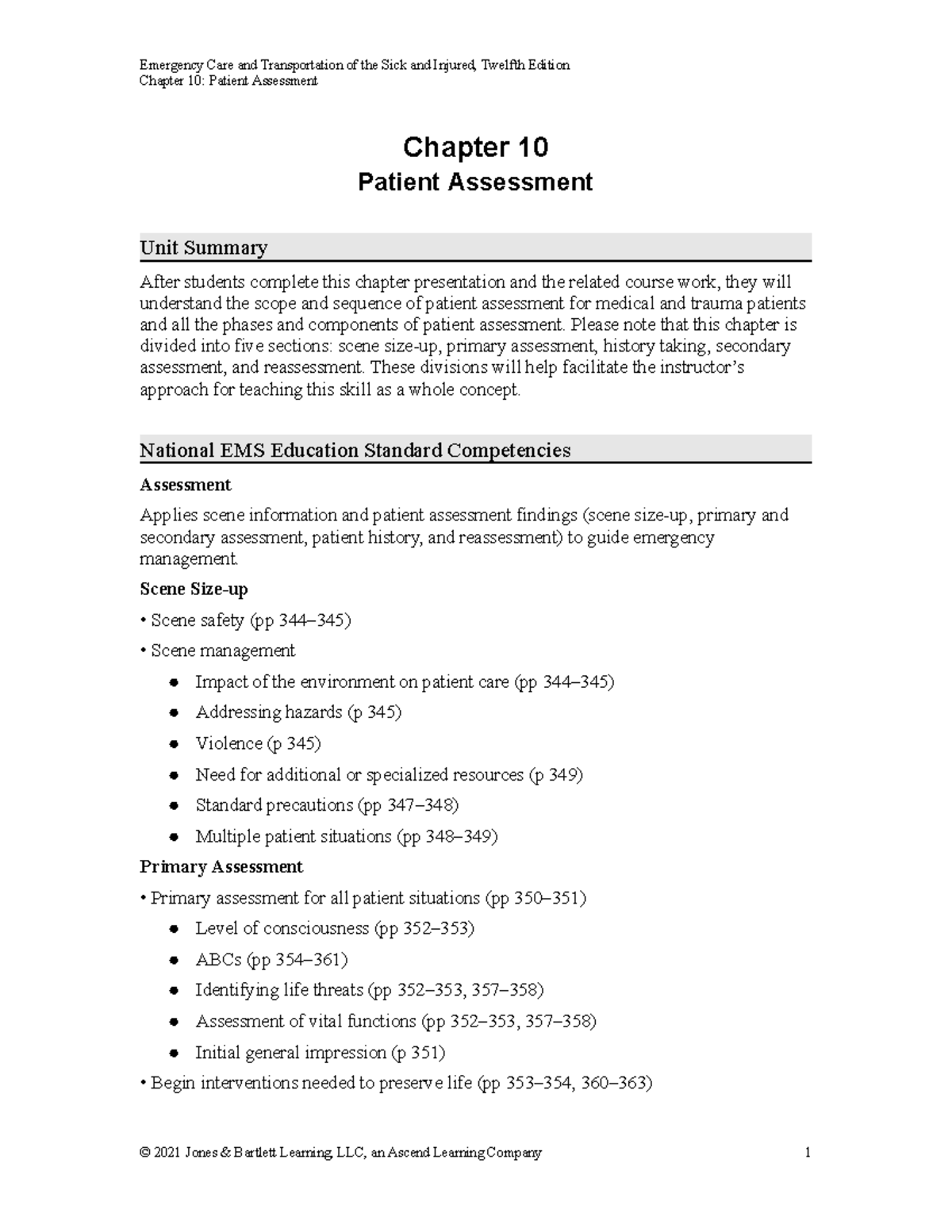 Emergency Care & Transportation of the Sick and Injured: Ch. 10 Patient ...